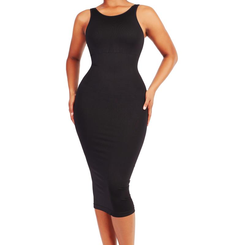 Soo Slick Shapewear Midi Dress with Reversible Neckline | Tummy Control ...