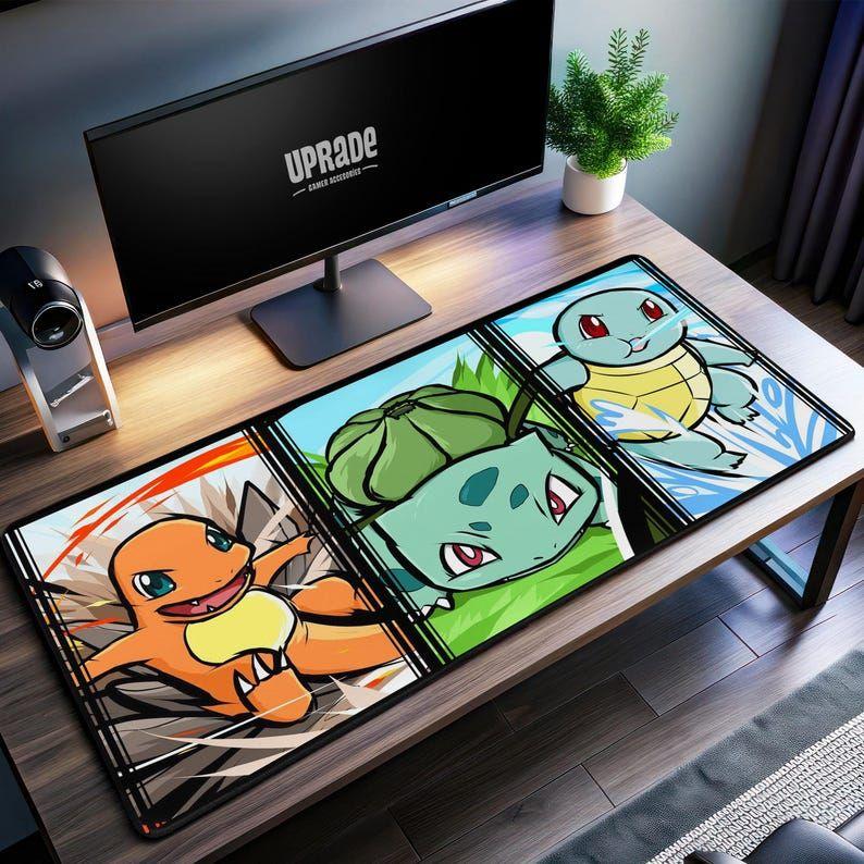Classic Pokémon Starter Trio Desk Mat: Charmander, Bulbasaur - TikTok Shop