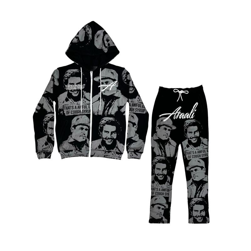 Asali x Cough Syrup Pabl0 Black White Full Set Zip-Up Hoodie and ...