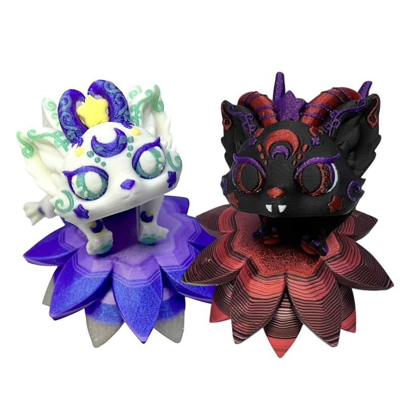 Angel & Demon Lunar Foxes – Lilly & Lilith - 3d printed - collectible ...