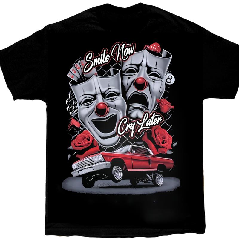 Red Smile Now Cry Later Drama Mask Lowrider Chicano Art Davi - TikTok Shop