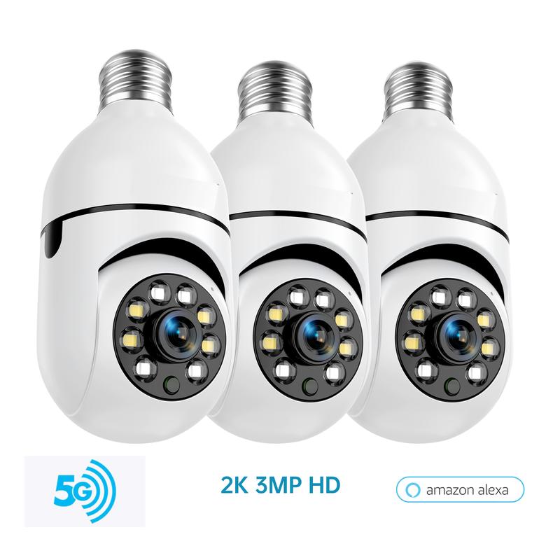 Noonkey 2K/3MP Light Bulb Security Camera, 5G& 2.4GHz WiFi Alexa ...