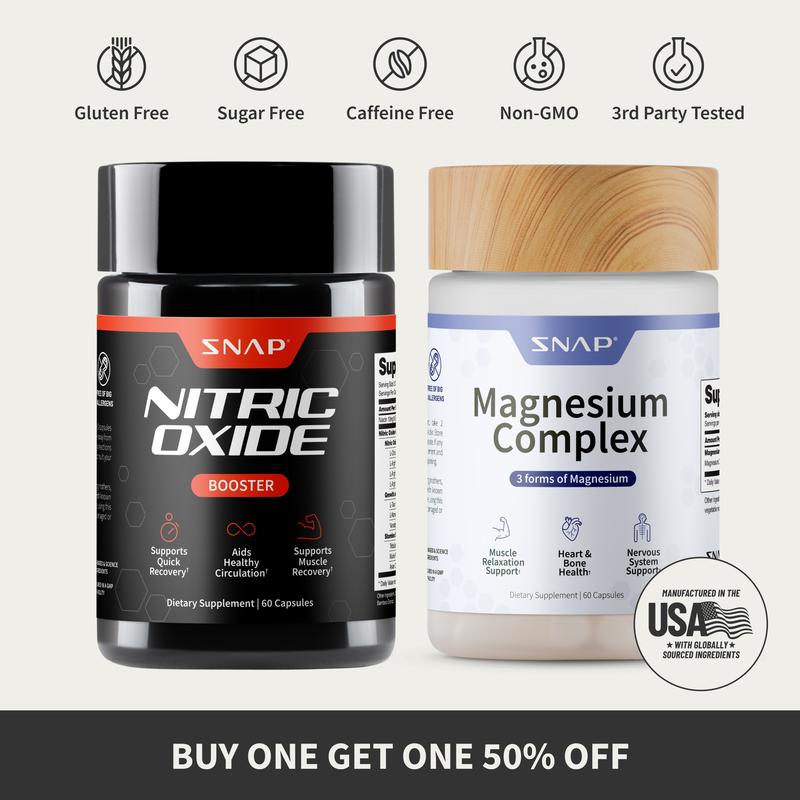 Snap Supplements - Nitric Oxide Booster 60ct + Magnesium Complex ...