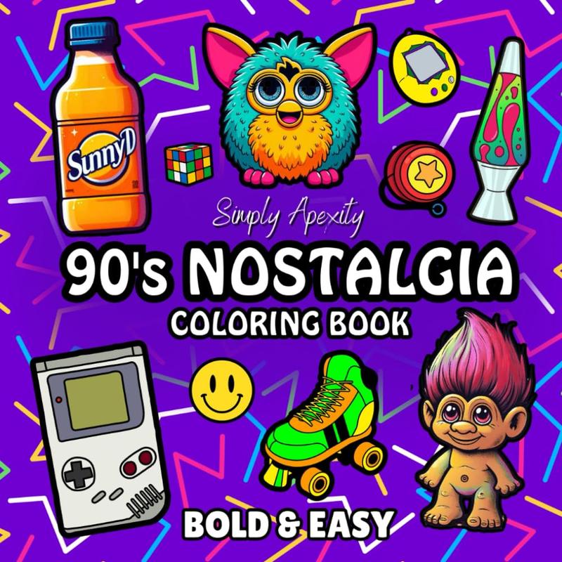 90's Nostalgia Coloring Book: Bold, Easy, Simple & Big Designs - TikTok ...