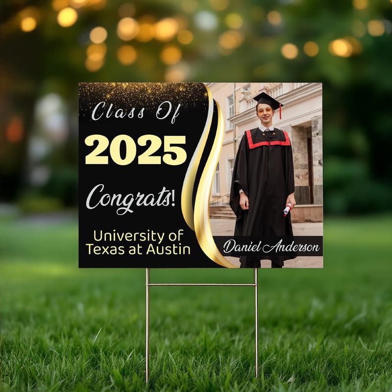 Graduation Photo Personalized Lawn Sign, Custom 2025 Graduation ...