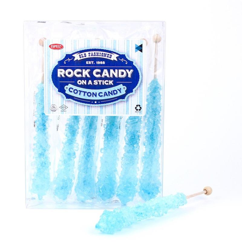 Extra Large Rock Candy Sticks: 6 Light Blue Cotton Candy Lollipop ...
