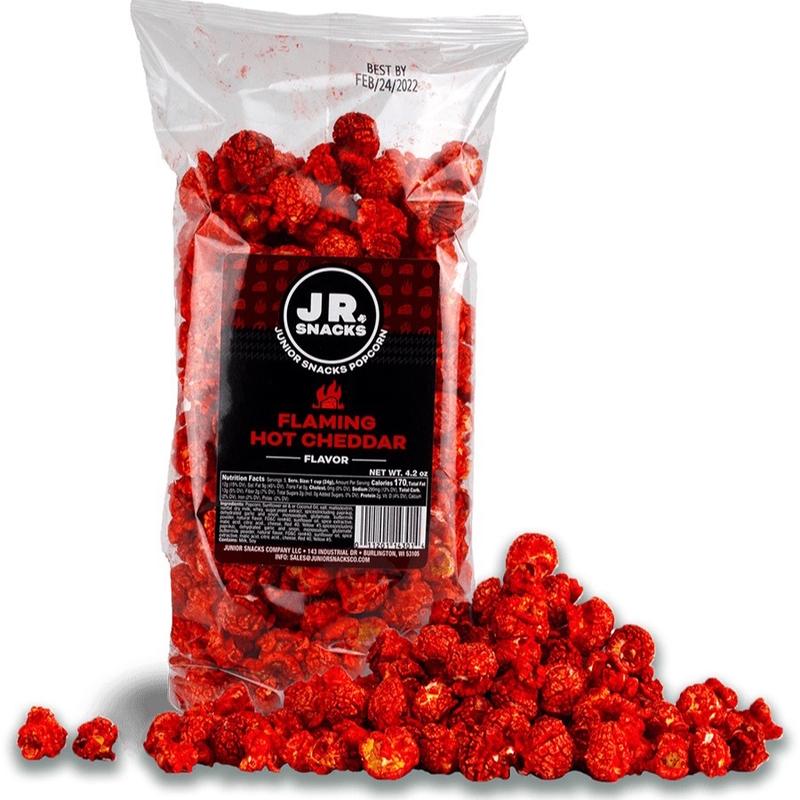 Junior Snacks Flamin Hot Cheddar Popcorn large gourmet - TikTok Shop