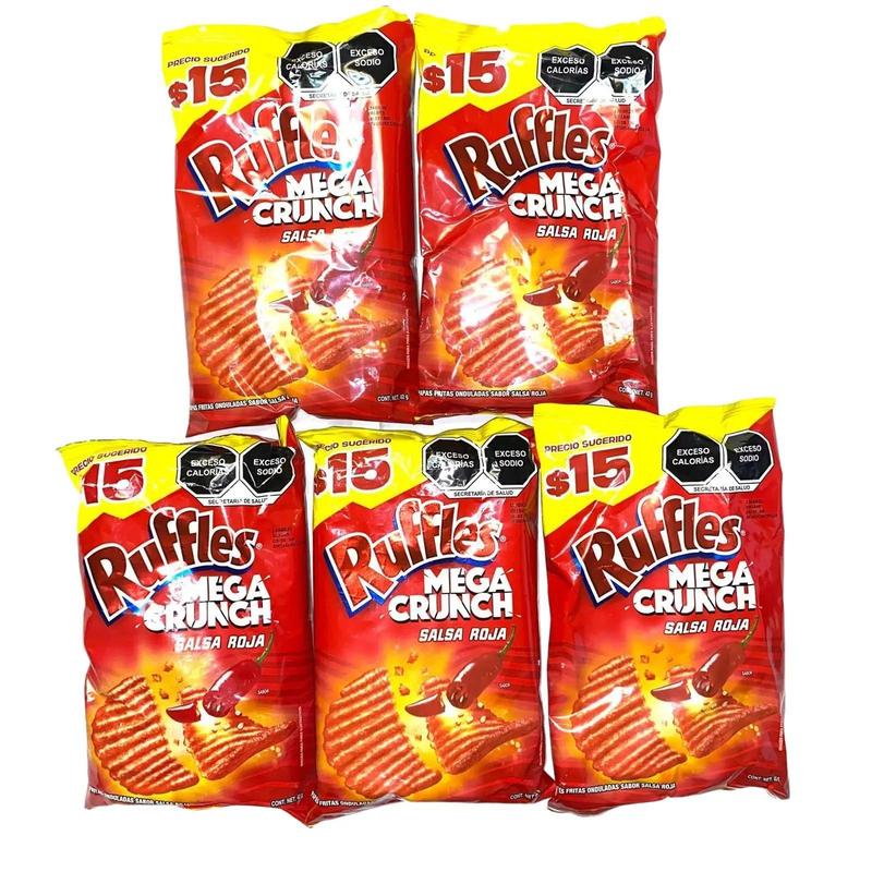 5 - PK RUFFLES MEGA CRUNCH, Sabritas Chips, Snack Crispy Crunchy Bite ...