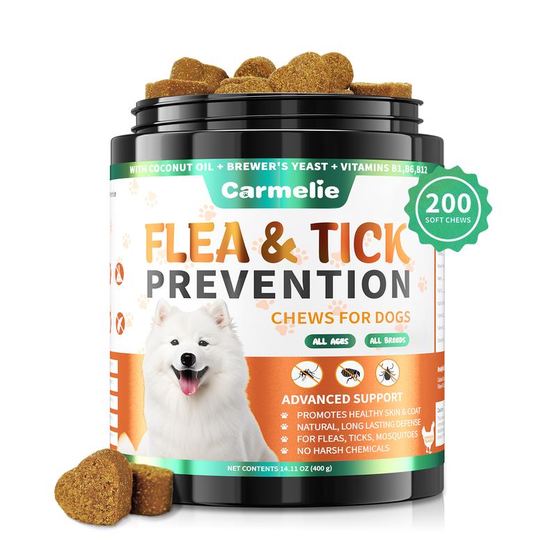 Flea & Tick Prevention Chewables for Dogs - 200 Treats - Natural ...