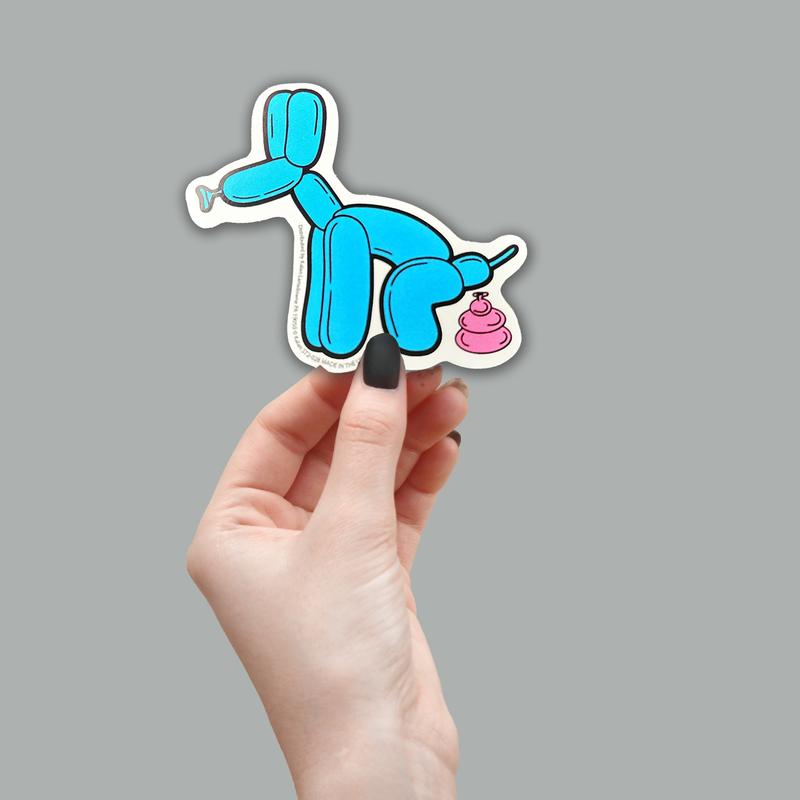 "Ballon Dog Pooping" Funny Sticker Die-Cut Decal Car Noteboo - TikTok Shop