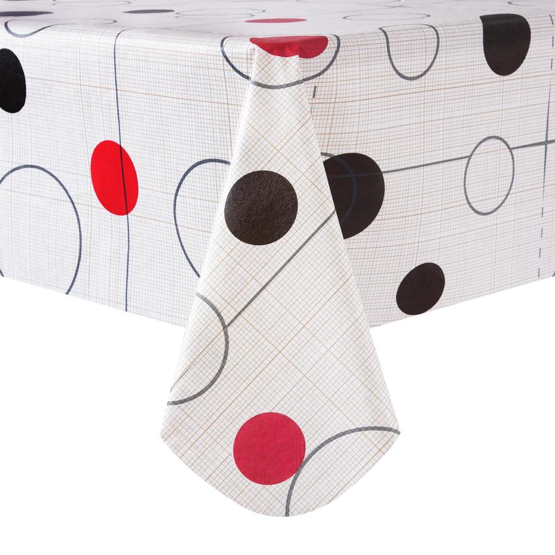 RAY STAR Red Black Polka Dots and Lines Design Vinyl Tablecloth ...
