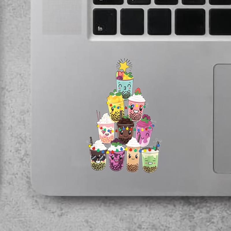Boba Bubble Tea Christmas Tree 2x2 inches Cut Out Sticker - TikTok Shop