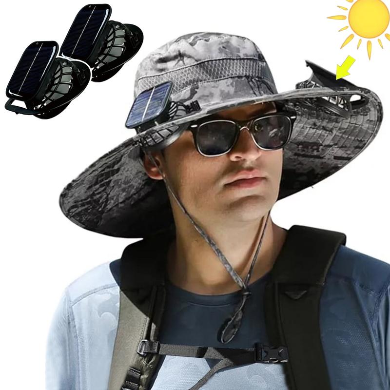 IC ICLOVER Solar Powered Fan Hat Wide Brim for Outdoor Fishing ...