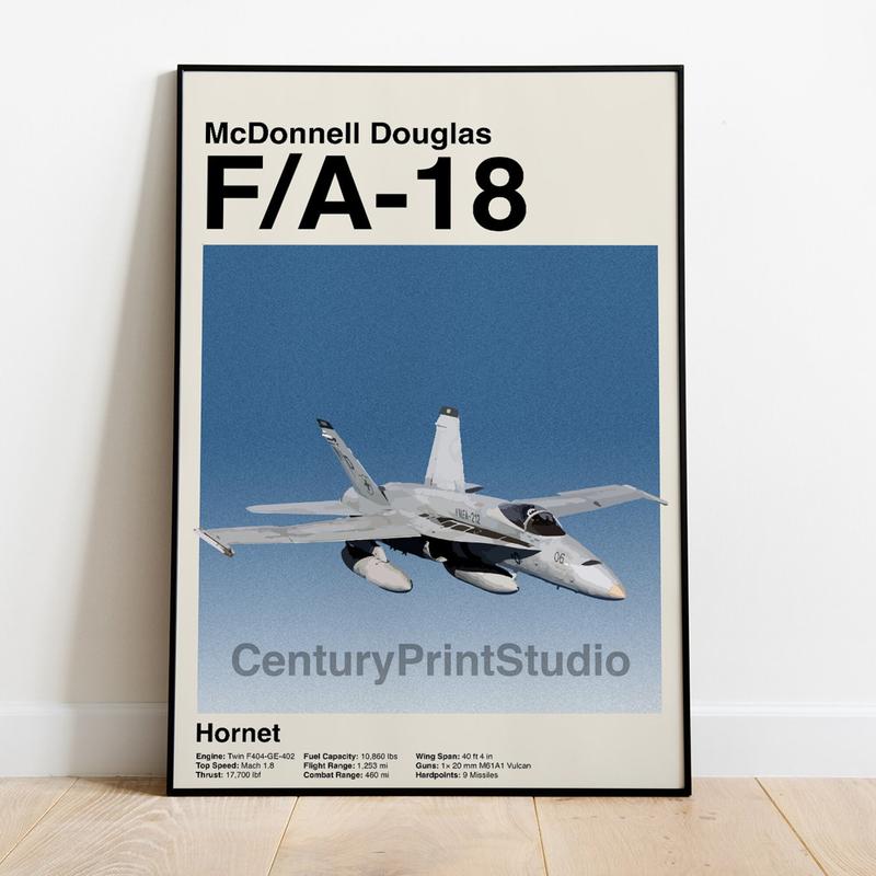 F18 Poster, Mcdonnell Douglas Fighter Jet Print, Minimalist Plane ...