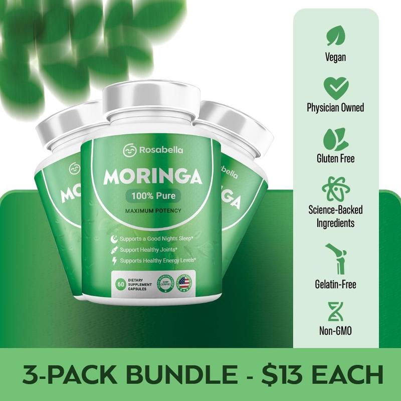 3 Pack of Rosabella Moringa Capsules (800mg) for Immune Support ...