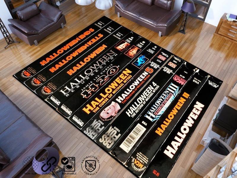Horror Movie Themed Rug, Nostalgic Retro Style Rug, Vhs Case Themed ...