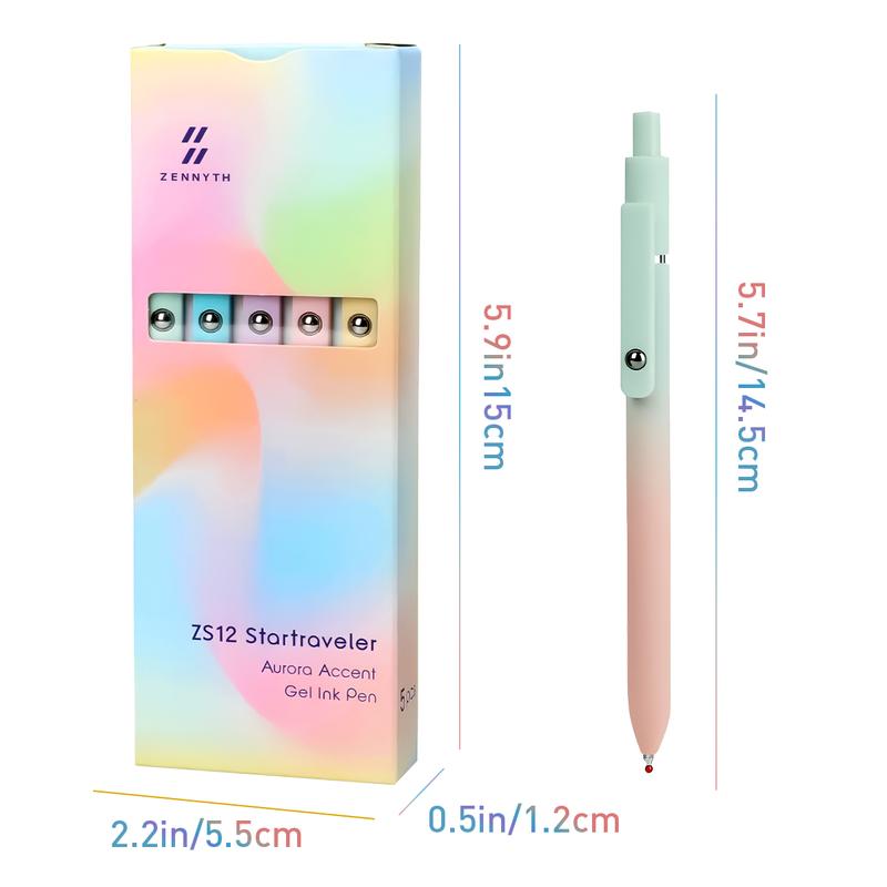 5Pcs Rainbow Minimalist Press Type Quick Drying Carbon Gel Pens ...
