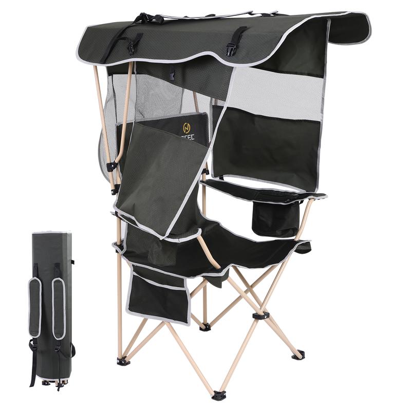 Ultimate Outdoor Comfort Deluxe Camping Chair with Canopy, Integrated ...