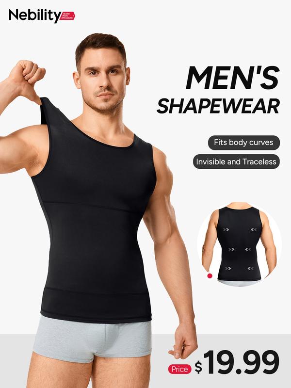 Nebility Men's Tummy Control Shapewear Tanktop - Sleeveless High ...