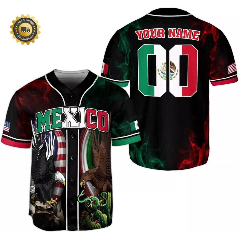 Mexico Personalized Baseball Jersey - Mexican Eagle & Flag Pride Team Shirt - TikTok Shop