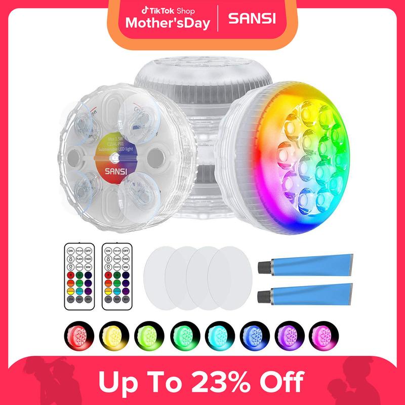 SANSI RGB Lights with RF Remote/Timer for Shower Lamp Pool Light ...