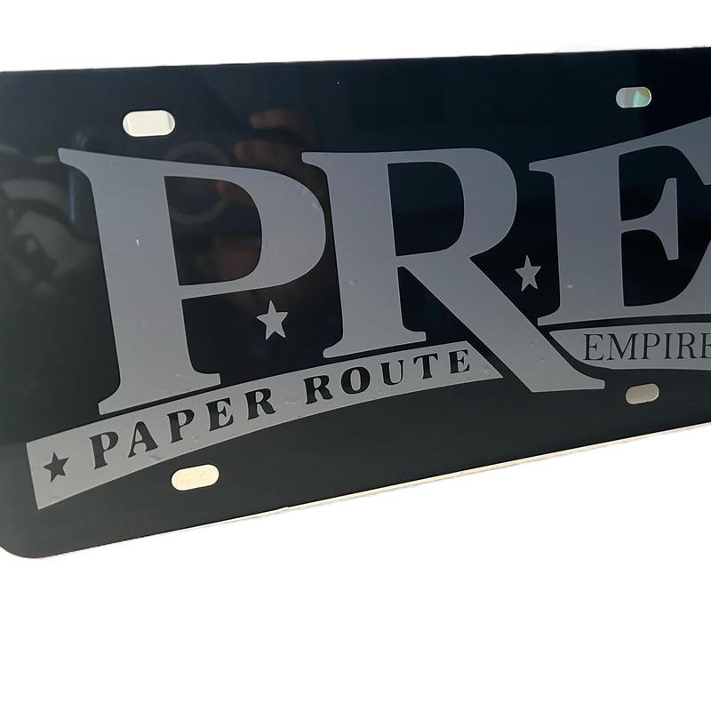 Paper Route Empire P.R.E/ license plate - TikTok Shop