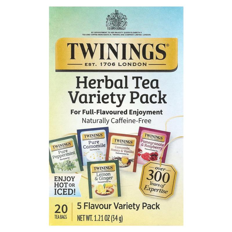 Twinings Herbal Teas, Variety Pack, Caffeine Free, 20 Tea Bags ...