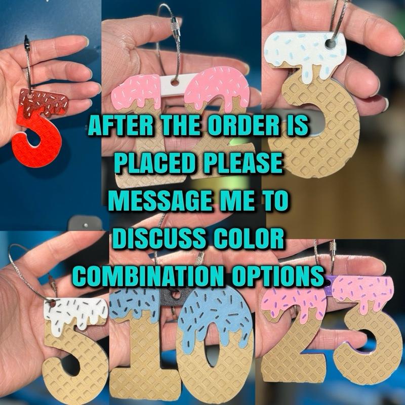 Drip Number Ice Cream Bag Tag With Wire Keychain - TikTok Shop