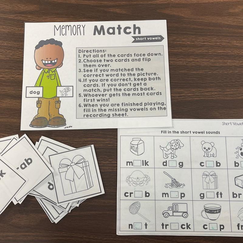 Memory Match Game with Short Vowels - TikTok Shop