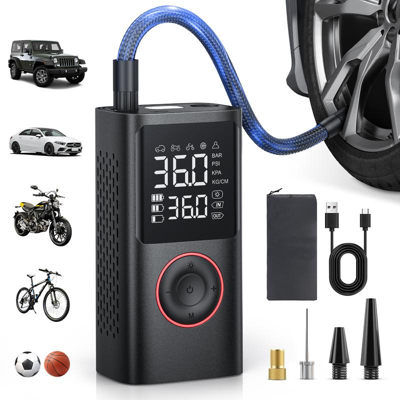 Powools Portable Car and Inflatables Tire Inflator with Large-Capacity ...