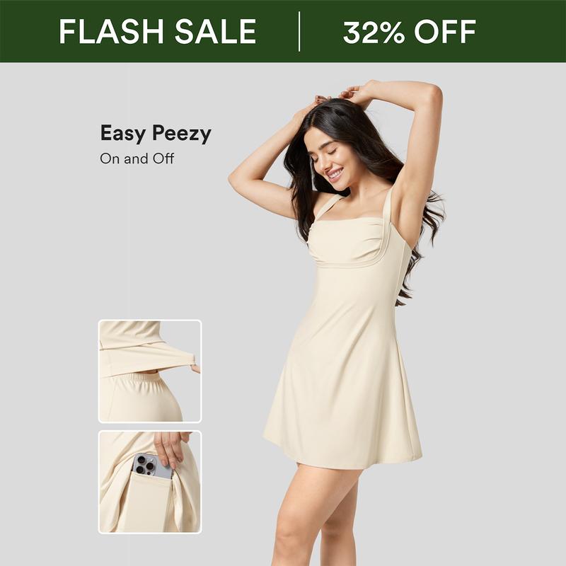 Halara Softlyzero Plush Backless 2-in-1 Pocket Flare Mini Yoga Active ...