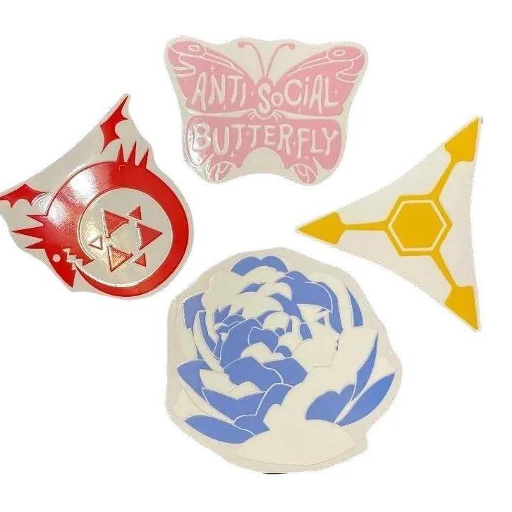 Jinx and Ekko Blue Flower, Murder Drones, FMA, Butterfly Stickers ...