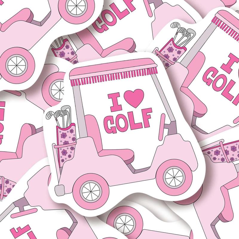 Pink Golf Cart Sticker Gift for Her Gift for Sport Friend Cute Golf ...