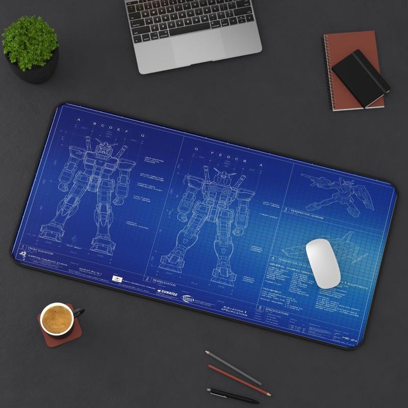 Gundam Blueprint Gaming Desk Mat - Gundam Design Mouse Pad - Perfect ...