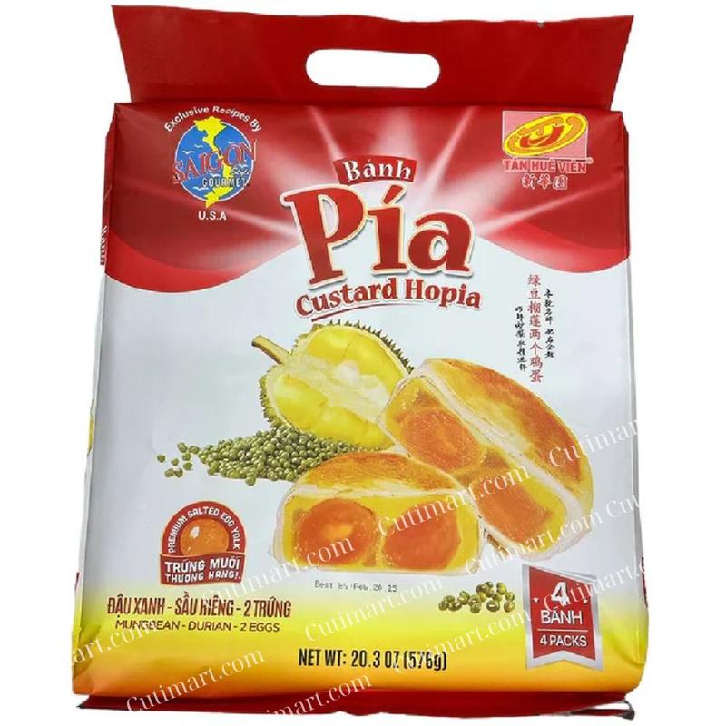 Banh Pia Tan Hue Vien Hopia Cake with 2 Salted Egg Yolk Mung Bean and ...