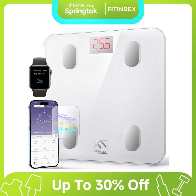 FITINDEX Smart Fitness Body Scale with Bluetooth App Sync - 8-Point ...
