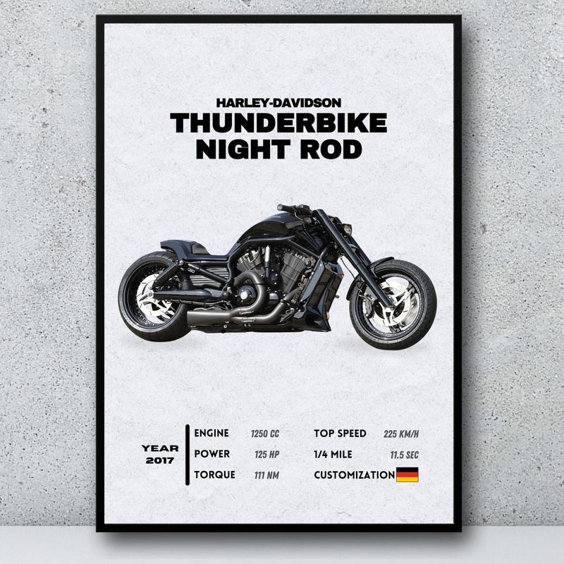 (Poster) Thunderbike Harleydavidson Night Rod, Harley Davidson Poster ...