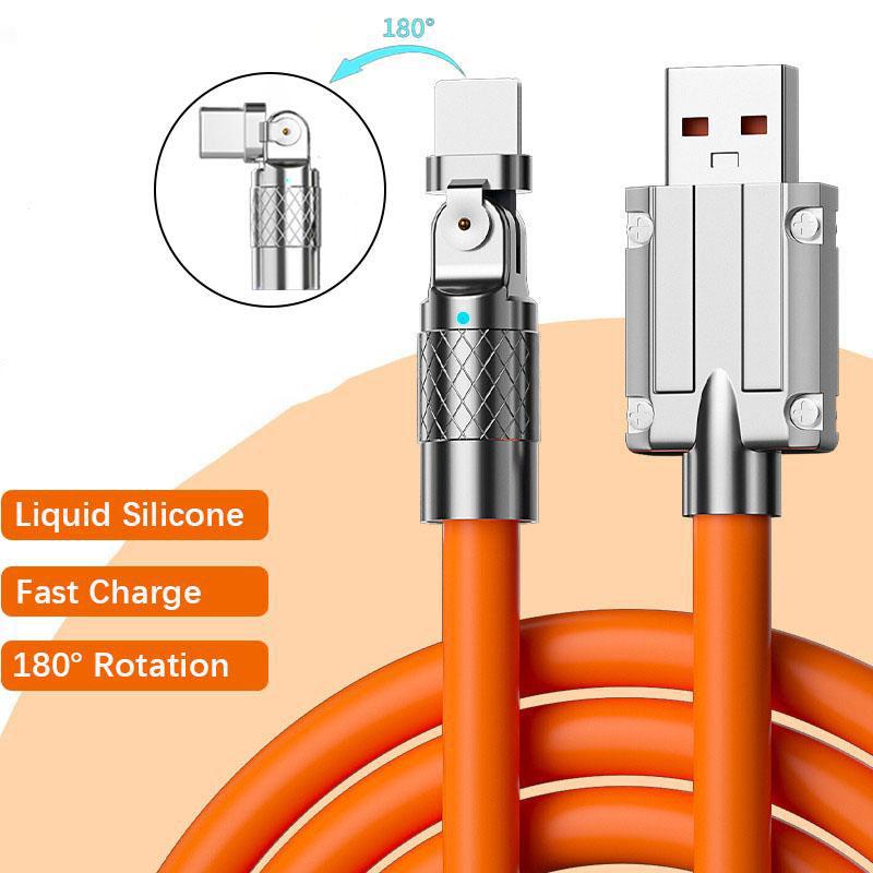 Mobile Fast Charging Cable 180° Rotable Zinc Alloy USB Type C Lightning ...