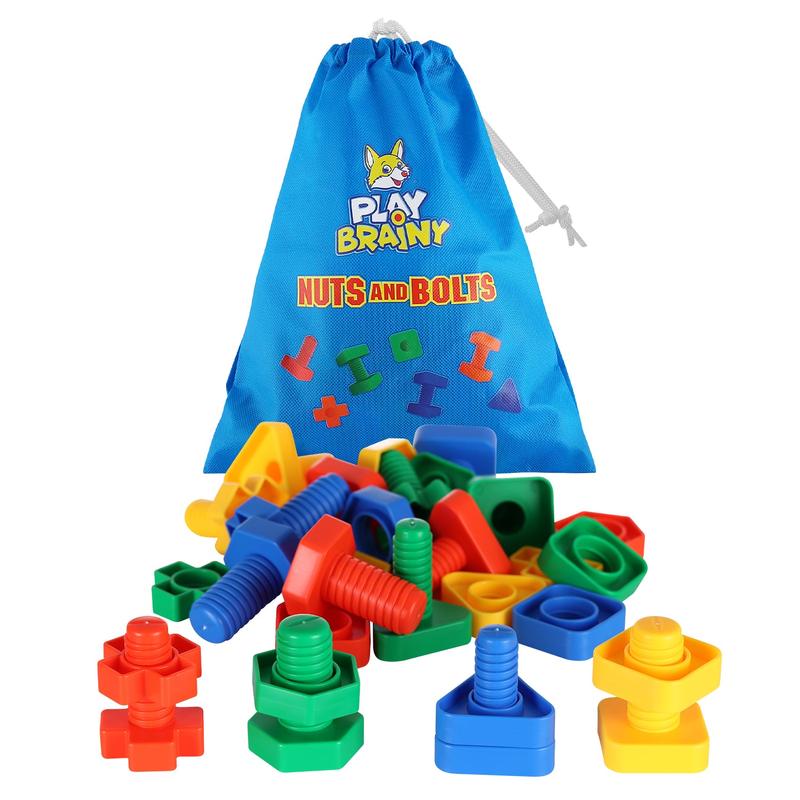 Play Brainy Jumbo 32 Piece Montessori Toy Nuts and Bolts Set - TikTok Shop