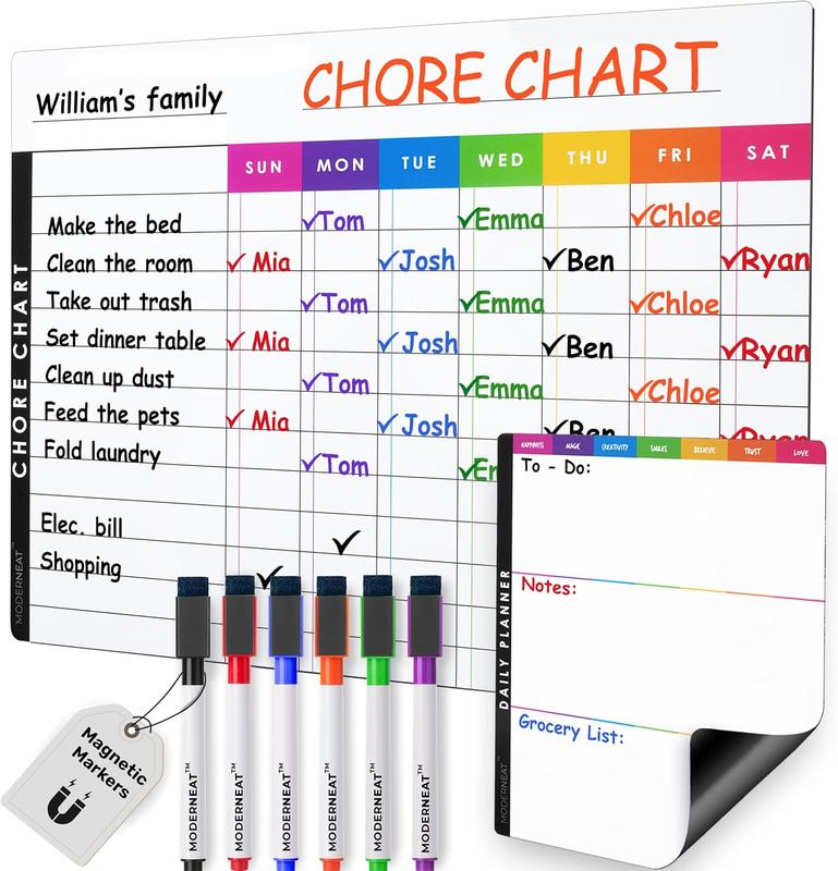 Magnetic Chore Chart Dry Erase Whiteboard Set - Pocket Chart - TikTok Shop