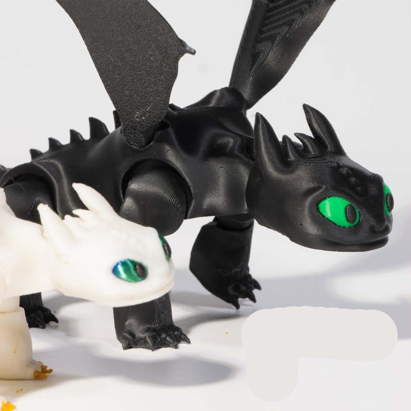 3D printed flying dragon joint movable evil white evil toothless ...