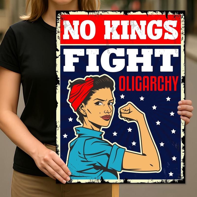 No Kings In America Protest Sign, Anti-Trump Resistance, No Kings Fight ...