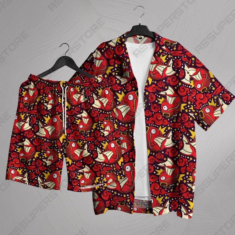 Koi Fish Anime Magikarp Hawaiian Shirt Family Hawaiian Set Tropical ...