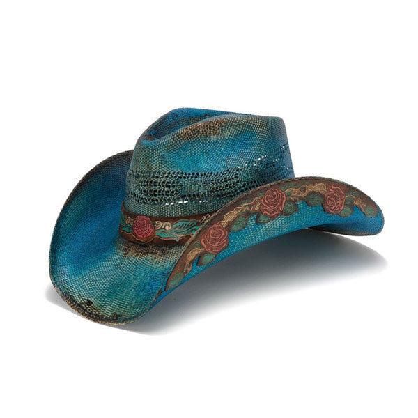 Stampede Hats - Blue Rose Straw Cowboy Hat - TikTok Shop