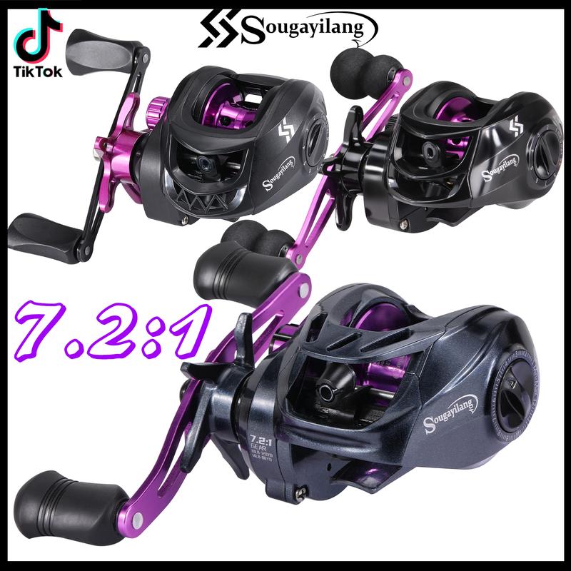 Sougayilang Purple Baitcasting Fishing Reel 7.2:1 High Speed Gear Ratio ...