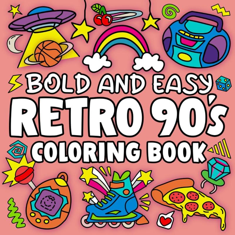 Bold and Easy Retro 90s Coloring Book: Simple and Big Design - TikTok Shop