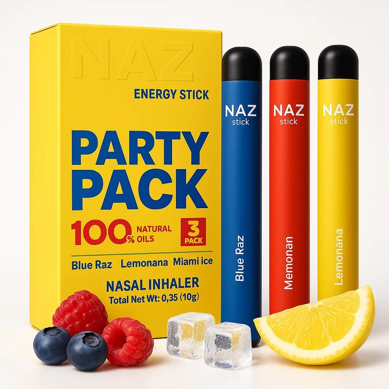 NAZ Electronic Nasal Stick Party Pack - 3 Pack of Tropical Flavors Blue ...