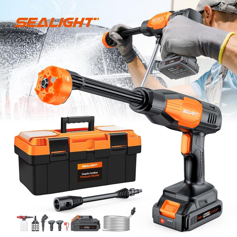 SEALIGHT Portable Cordless Pressure Washer - 970PSI with 2 Rechargeable ...