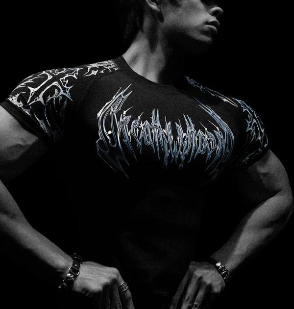 Evaangeelyon Compression Black Gothic Muscle Fit Gym Tee with ...