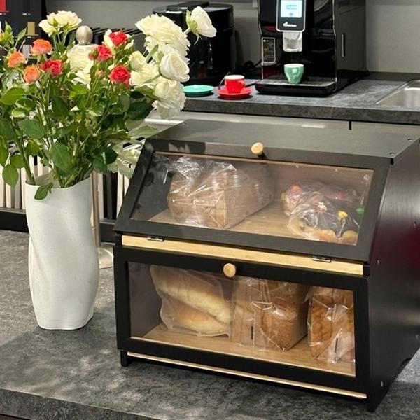 HOMEKOKO Double Layer Large Capacity Bread Box for Kitchen Counter ...